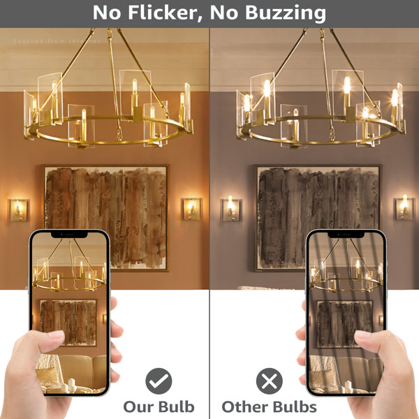 TORCHSTAR E12 Candelabra Bulb, Dimmable T6 LED Bulb, 4.5W(40W Equiv.), T25 Tubular Edison Bulbs ...